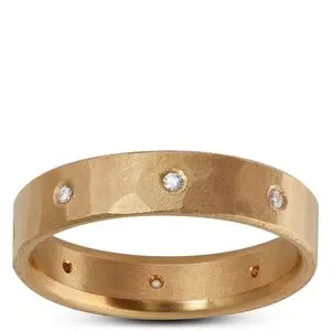 Benbridge Hand Forged 22k Yellow Gold Band With Diamonds - White