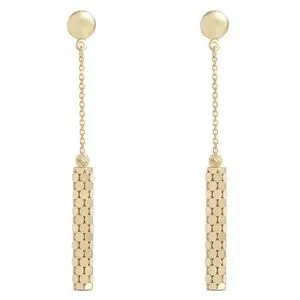 TOSCANO 14k Yellow Gold Beaded Cylinder Dangle Earrings - Yg