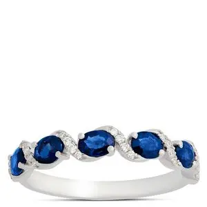 Benbridge Oval Sapphire And Diamond Ring In 14k White Gold - Blue