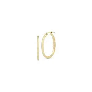 Roberto Coin 18k Yellow Gold Small Square Edged Oval Hoop Earrings - Yg