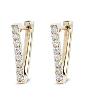 Benbridge Triangle Diamond Hoop Earrings - Yg