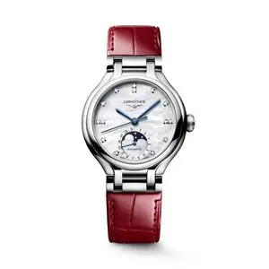 LONGINES Primaluna Moonphase White Dial Watch 34mm - Stainless Steel