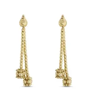 TOSCANO 14k Yellow Gold Double Beaded Drop Earrings - Yg