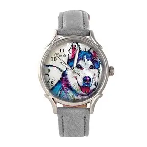 CELESTE Mother Of Pearl Husky Dog Breed Watch 35mm - Stainless Steel