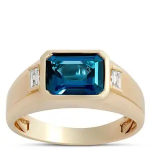 Benbridge Emerald Cut Tourmaline And Diamond Ring - Blue