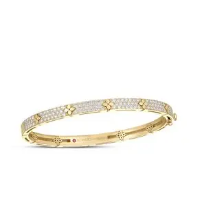Roberto Coin 18k Yellow Gold Diamond Flower Bangle - Yg
