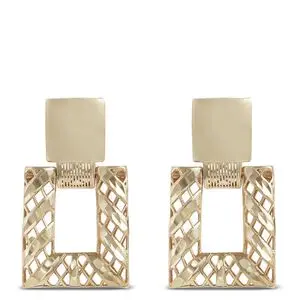 TOSCANO Lattice Square Doorknocker Earrings - Yg