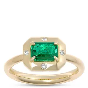 Benbridge Emerald And Diamond Ring, 18k Yellow Gold - Yg