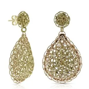 TOSCANO Two-tone Woven Pear Drop Earrings 14k - Tt