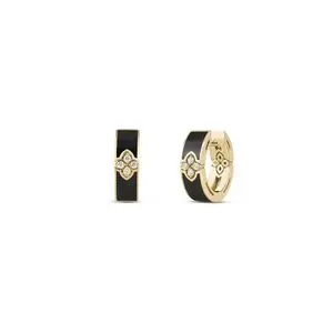 Roberto Coin Love In Verona Diamond And Enamel Hoop Earrings - Yg