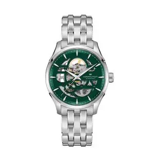 Hamilton Jazzmaster Skeleton Auto Green Dial Watch 40mm - Stainless Steel