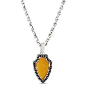 Benbridge Yellow Amber And Black Sapphire Shield Pendant - Orange