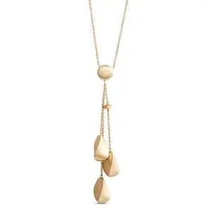 TOSCANO Toscano Beaded Drop Necklace 14k Yellow Gold
