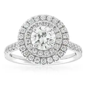 SIGNATURE Ben Bridge 18k White Gold Diamond Double Halo Ring - Wg