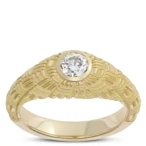 Benbridge Gents Fluted Shank Diamond Ring - Yg