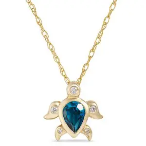 Benbridge Topaz And Diamond Turtle Pendant - Blue