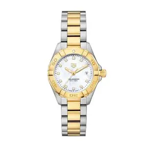 Tag Heuer Aquaracer 27mm Mother Of Pearl Diamond Dial Watch - 18k Stainless Steel