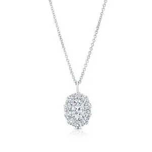 Rahaminov Oval Diamond Halo 18k White Gold Necklace