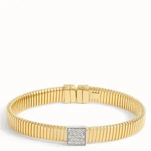 TOSCANO Flat Tubogas Cuff With Diamond Tips - H-j
