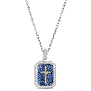 Benbridge Sapphire And Diamond Dog Tag Pendant Necklace - Blue