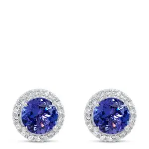 Benbridge Tanzanite And Diamond Halo Stud Earrings - Blue