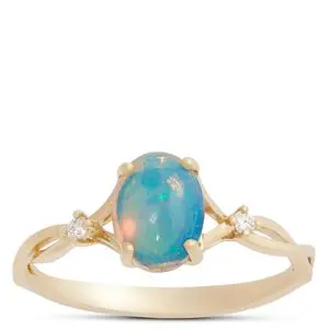 Benbridge Oval Opal And Diamond Ring In 14k Yellow Gold - Yg