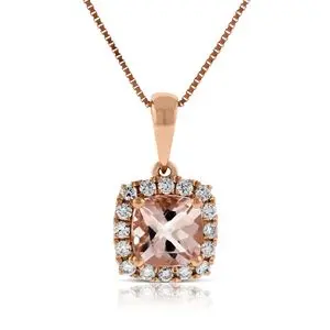 Benbridge Rose Gold Morganite & Diamond Pendant - Pink