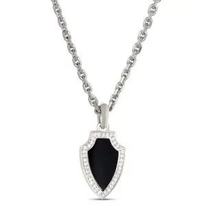 Benbridge Onyx And White Sapphire Shield Pendant Necklace - Black