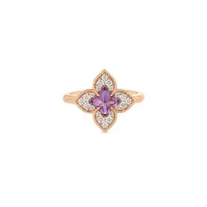 Roberto Coin 18k Rose Gold Venetian Princess Carnival Diamond And Amethyst Flower Ring - Purple