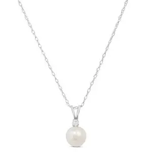 Benbridge Freshwater Cultured Pearl And Diamond Pendant - Wg