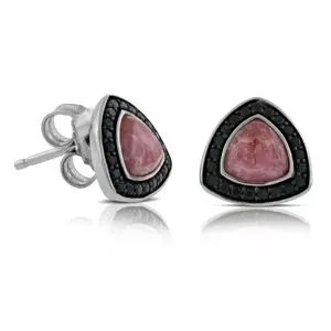 Benbridge Rhodochrosite And Black Sapphire Stud Earrings - Multicolored