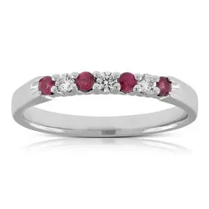 Benbridge Ruby And Diamond 14k White Gold Band - Red