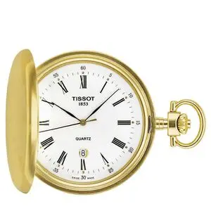 TISSOT Savonnette White Dial Pocket Watch 48.5mm - Yg Plated
