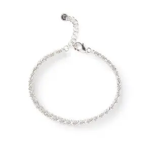 TOSCANO 7-inch Double Row Flexy Beaded 14k White Gold Bracelet - Wg
