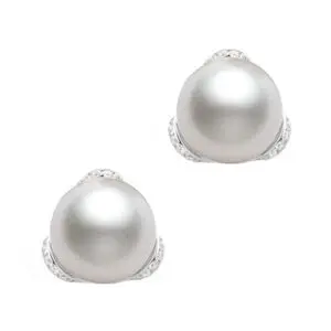 Mikimoto Akoya Cultured Pearl And Diamond Earrings - White