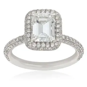 Benbridge Emerald Cut Diamond Double Halo Ring 18k - Wg