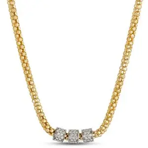 TOSCANO 18k Yellow Gold Popcorn Necklace With Diamonds 18 - Tt