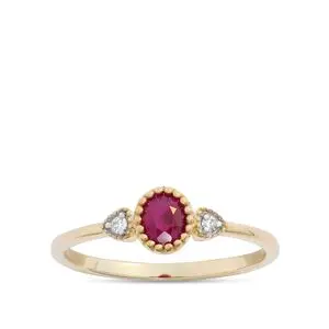 Benbridge Oval Ruby And Diamond Ring - Red