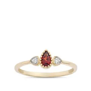 Benbridge Pear Shaped Garnet And Diamond Ring - Red