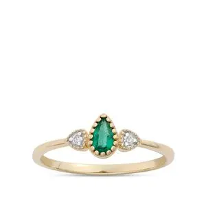 Benbridge Pear Shaped Emerald And Diamond Ring - Green