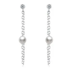 Mikimoto Akoya Cultured Pearl And Diamond Drop Earrings - Wg