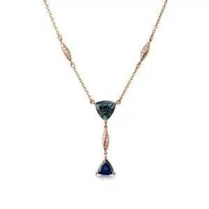 Benbridge 14k Rose Gold Gemstone And Diamond Y-drop Necklace - Gray