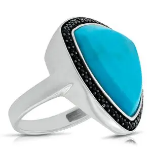 Benbridge Sterling Silver, Turquoise And Black Sapphire Ring - Blue