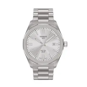 TISSOT Prc 100 Solar Silver Dial Watch - Stainless Steel