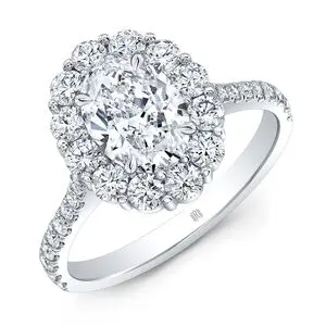 Rahaminov 18k Oval Diamond Halo Ring - Wg