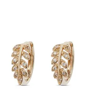 Benbridge Leaf Hoop Diamond Earrings - Yg