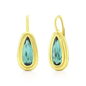 Rahaminov 18k Yellow Gold Tourmaline Drop Earrings - Green