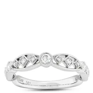 Benbridge Scalloped Diamond Band In 14k White Gold - Wg