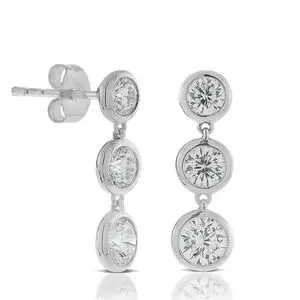 SIGNATURE Diamond 18k White Gold Dangle Earrings - Wg