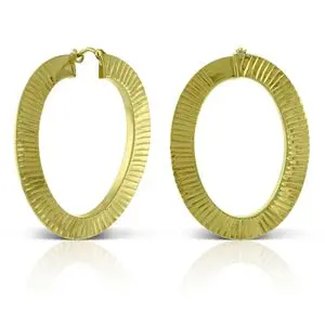 TOSCANO 14k Diamond Cut Oval Hoop Earrings - Yg